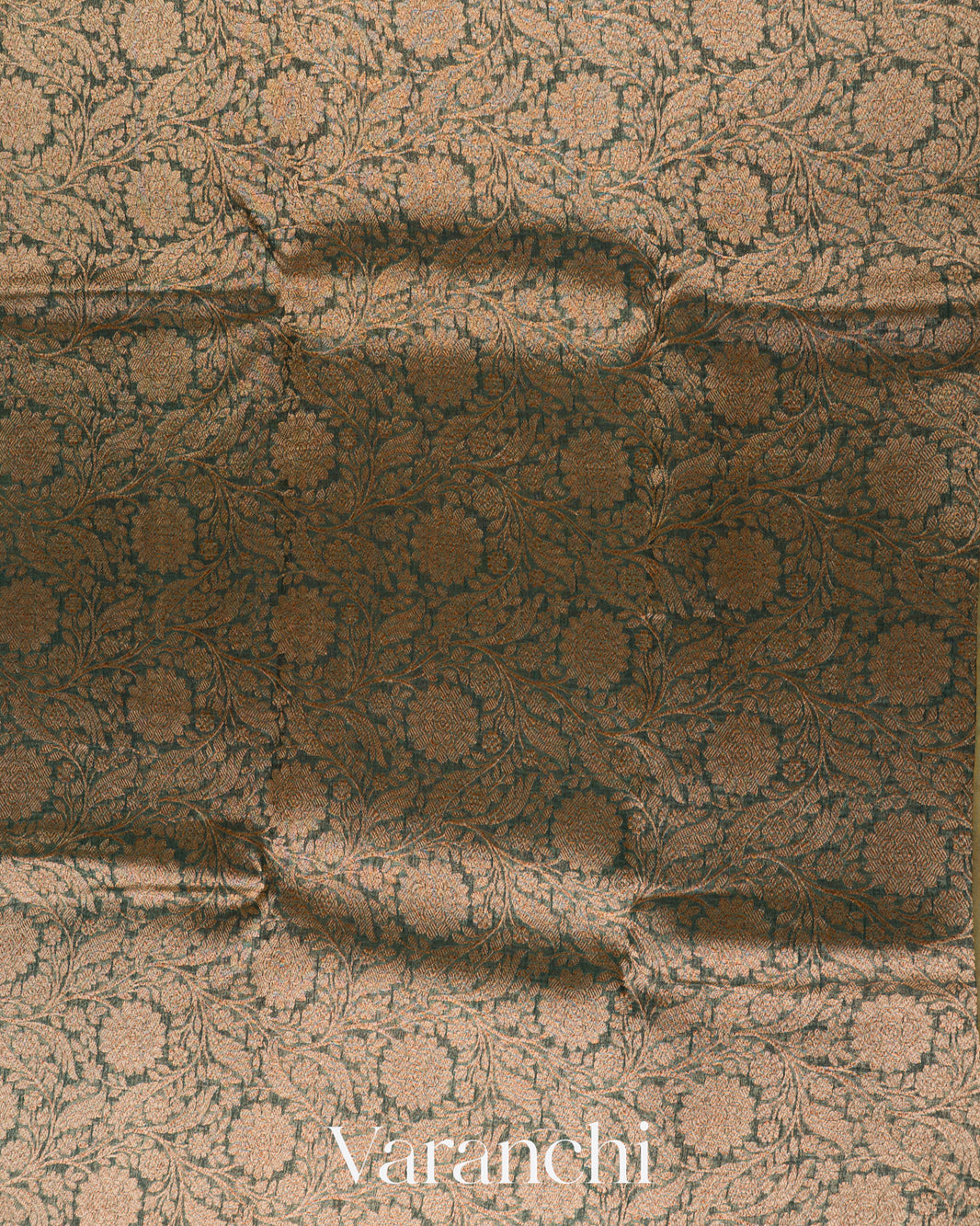 Dark Green Heavy Brocade Pure Kora Silk Handloom Saree – Varanchi